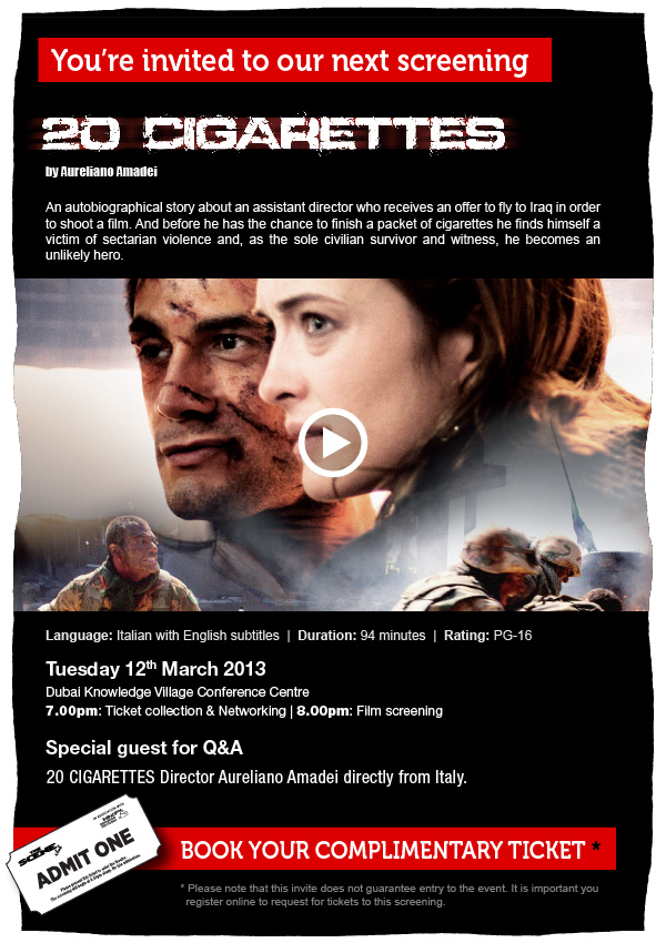 Screening of 20 Cigarettes by Aureliano Amadei - Khaleejesque